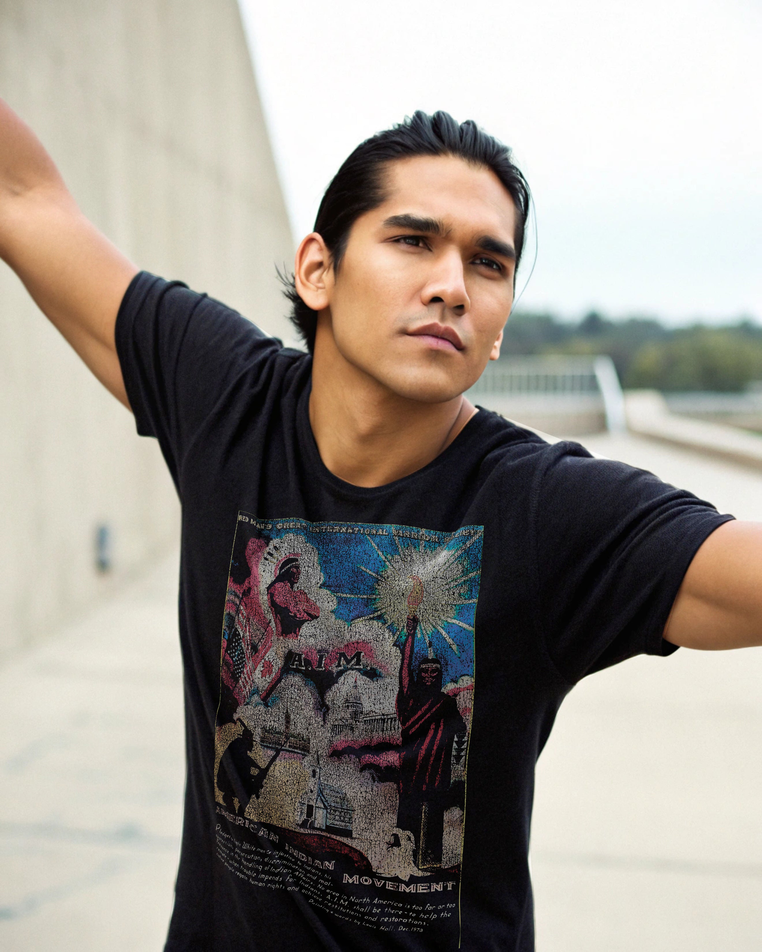 AIM Retro Poster Mens Black Tee